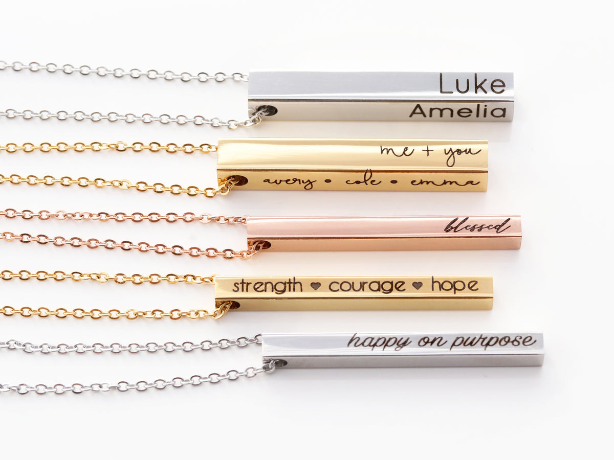 4 Sided Bar Necklace Personalized Jewelry Collection by Tom Design Tom Design Shop